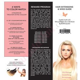 Brochure about hair extensions, wigs, and hair toppers