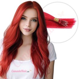 Red nano beads hair extensions, nano rings extensions Real Human Hair Red